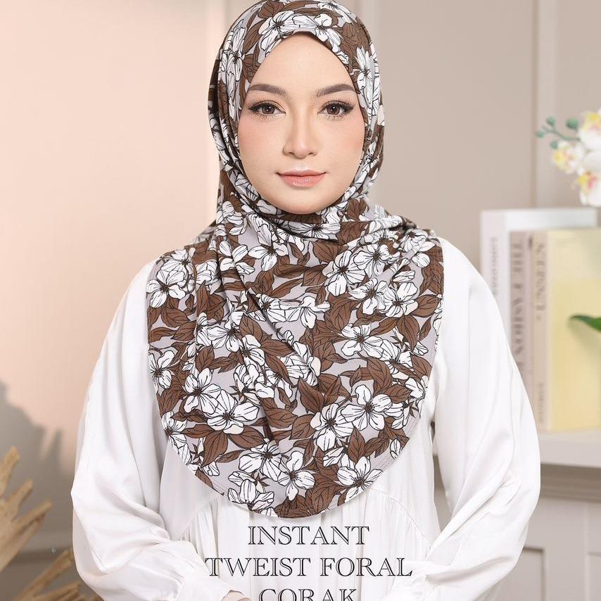 FLORAL CORAK Kain: Premium KOREN MOSCREP Free Saiz Hijab tudungsarung ...