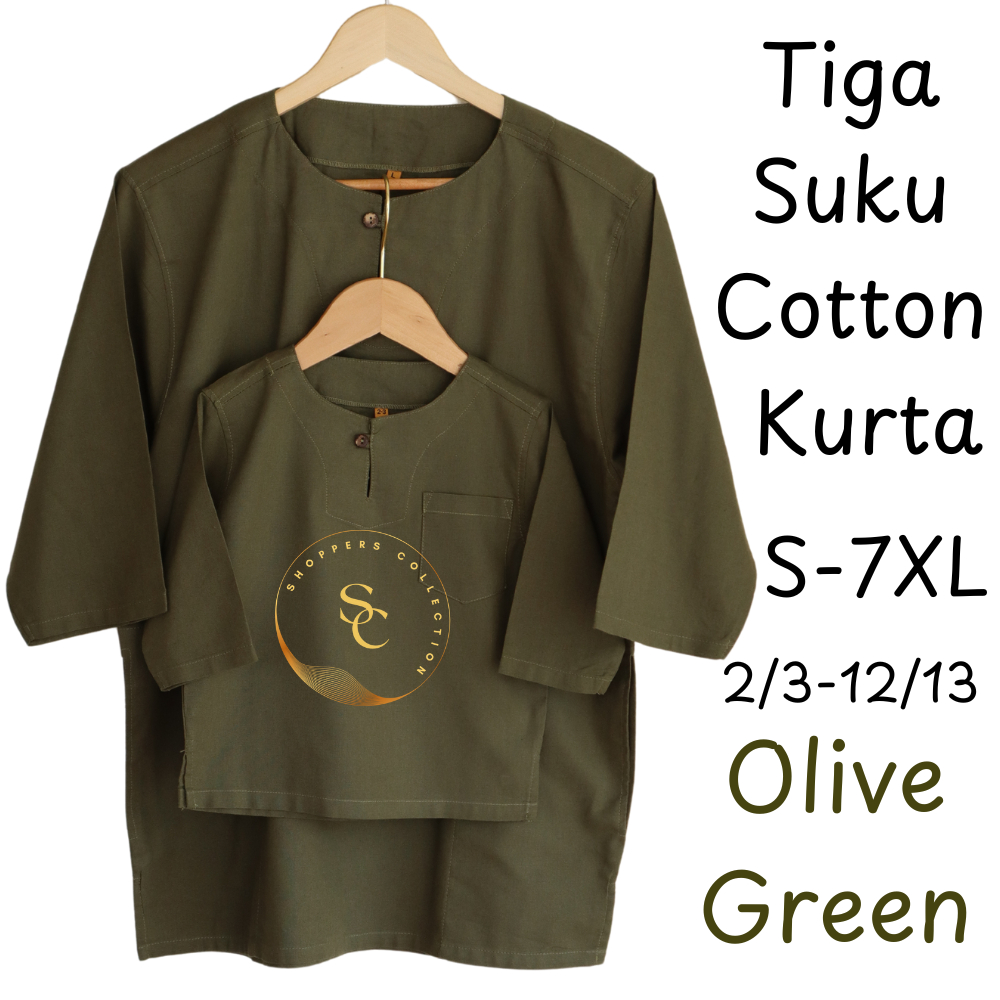 Round Neck Lengan Tiga Suku Cotton Kurta || Kain Cotton Kurta (S-7XL) | Shopee Singapore