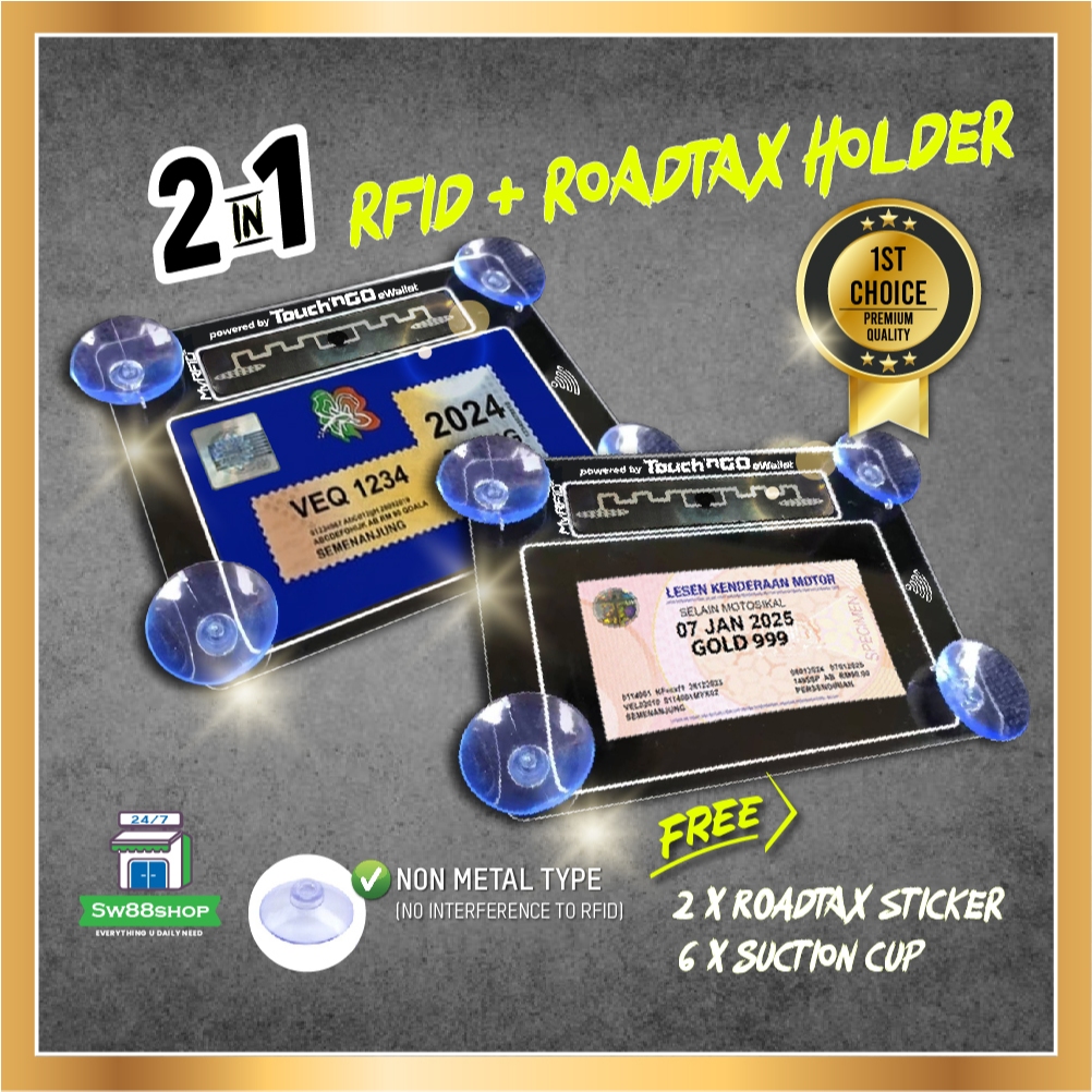 [SHIP IN 23HR FREE RT STICKER x 2 ] 2 in 1 Roadtax Holder RFID Holder ...