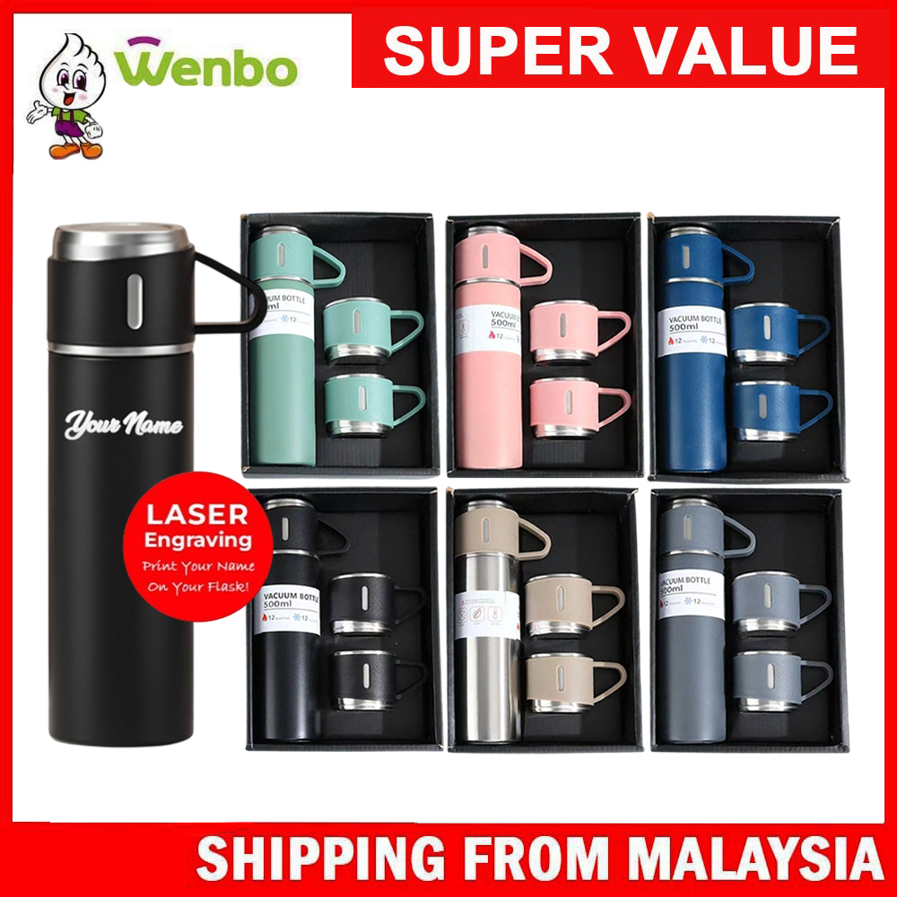Wenbo [500ml] Vacuum Cup Set 304 Stainless Steel Creative Thermos Flask Home Office Water Bottle ...