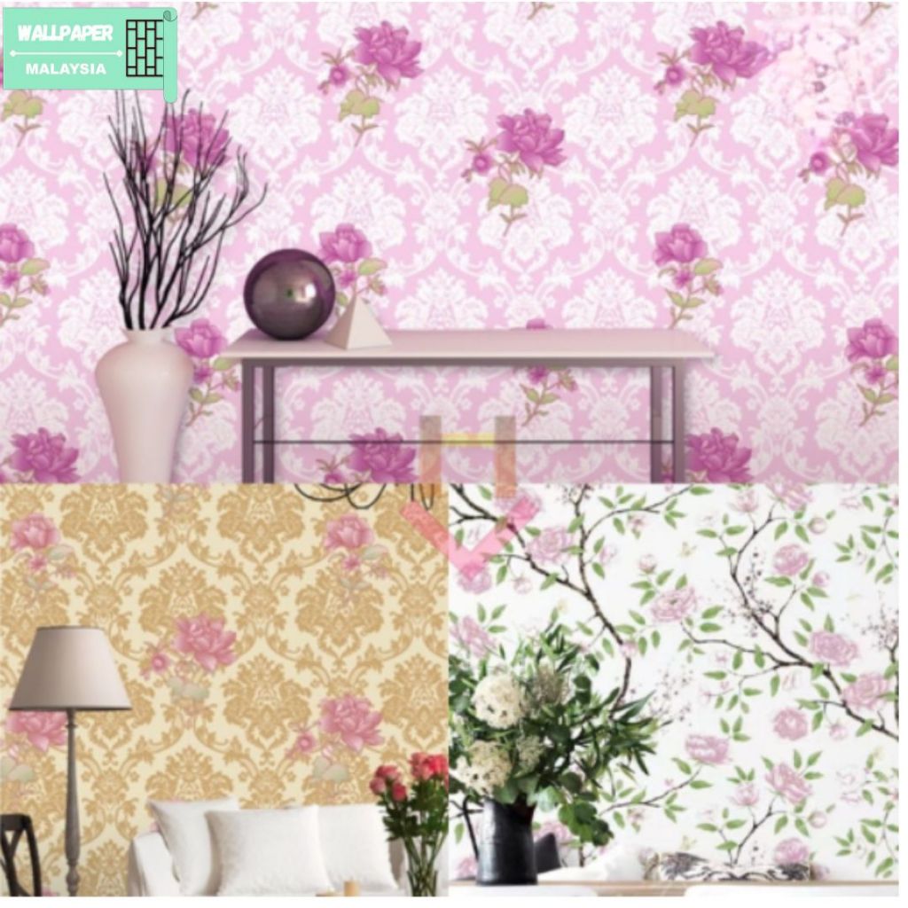 45cm x 10 meter Plum Blossoms Wall Paper / Plum Tree Wallpaper / Kertas ...