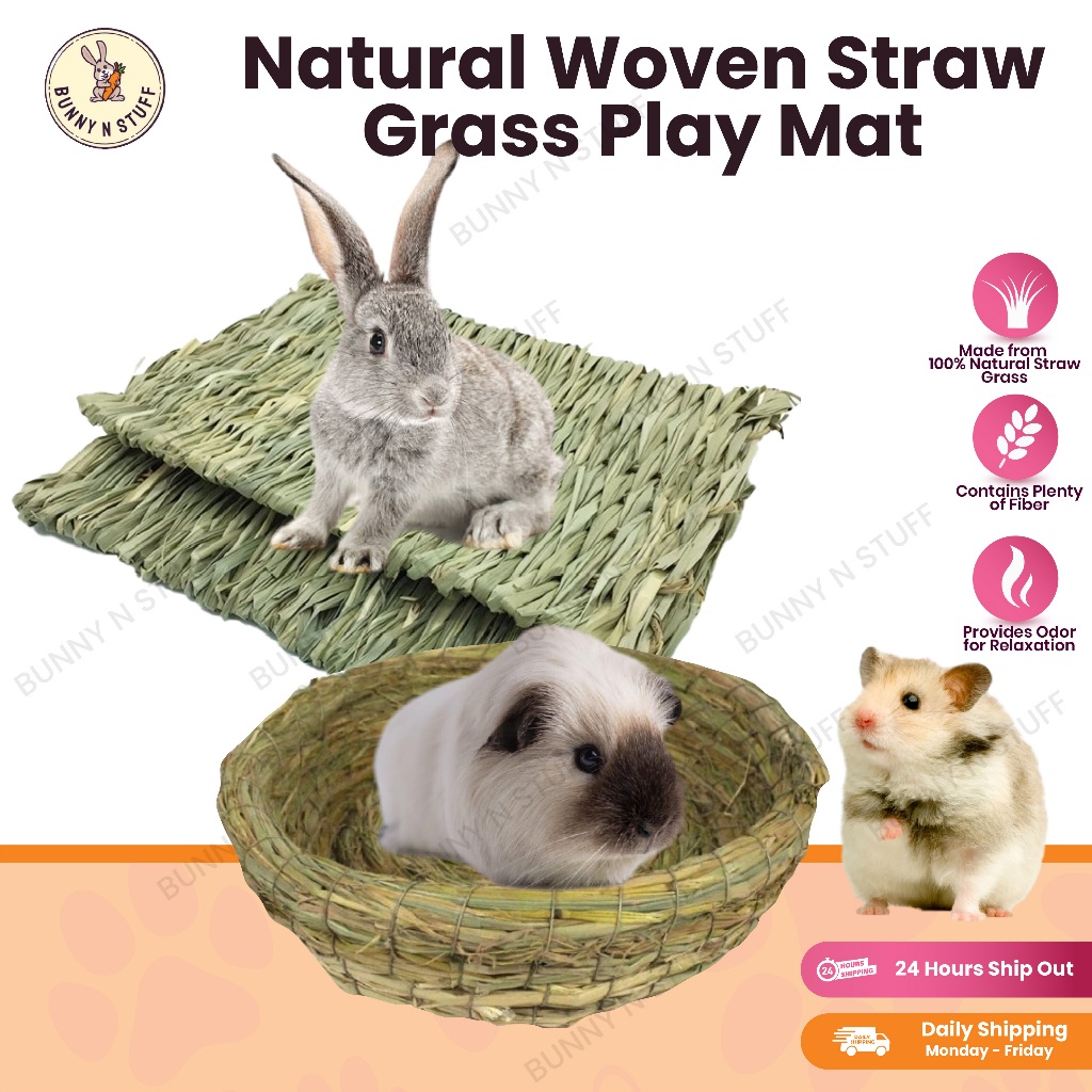 Natural Woven Straw Grass Mat Play Hay Mat Rabbit Chew Toy Rabbit toy ...