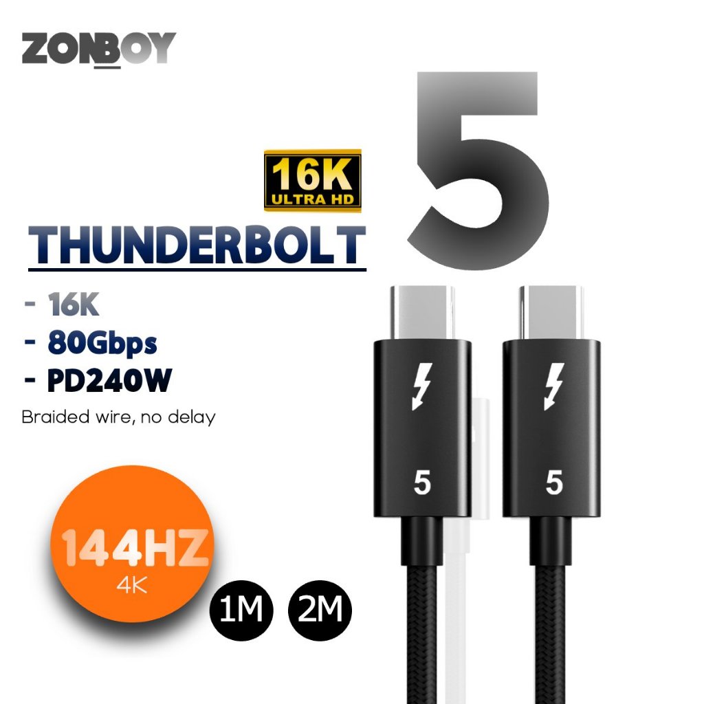 Zonboy Thunderbolt 5 / 4 80Gbps 16K Cable USB C Type C 240W 4K ...