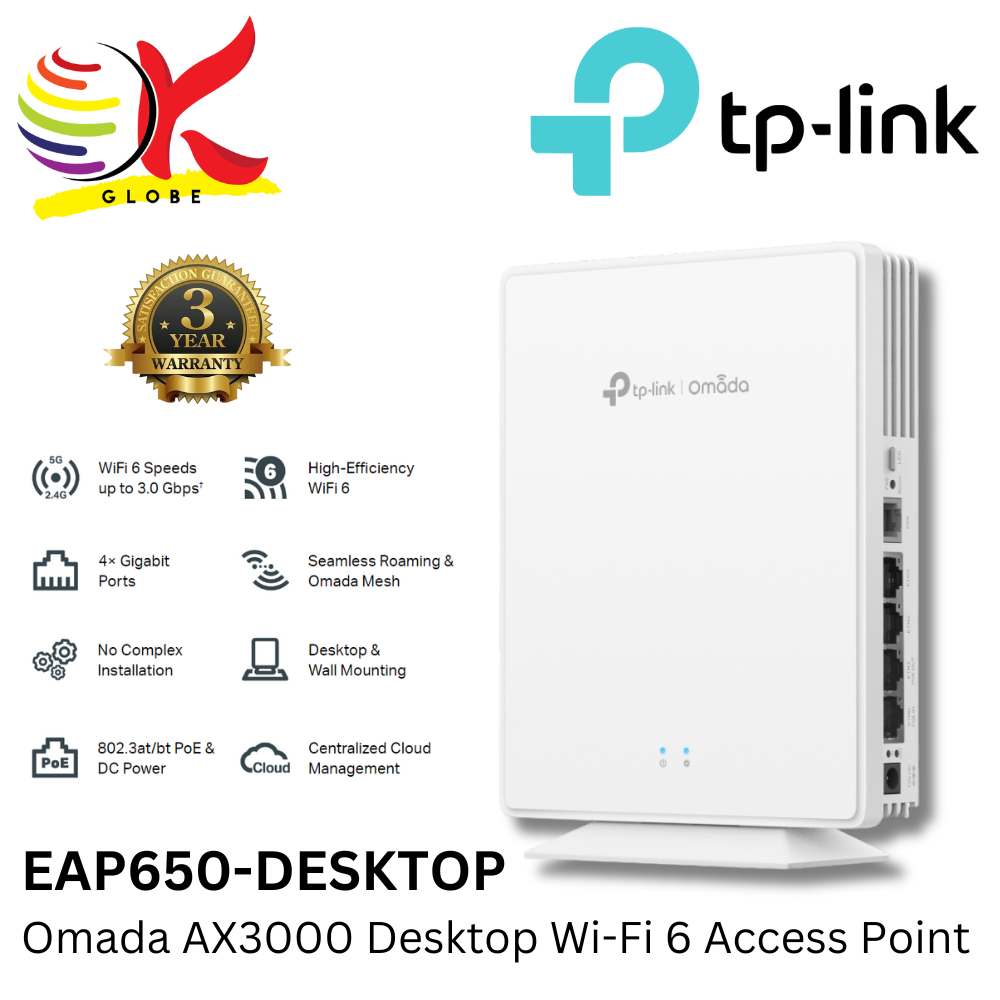 TP-LINK EAP650-DESKTOP OMADA AX3000 DESKTOP WI-FI 6 ACCESS POINT WITH ...