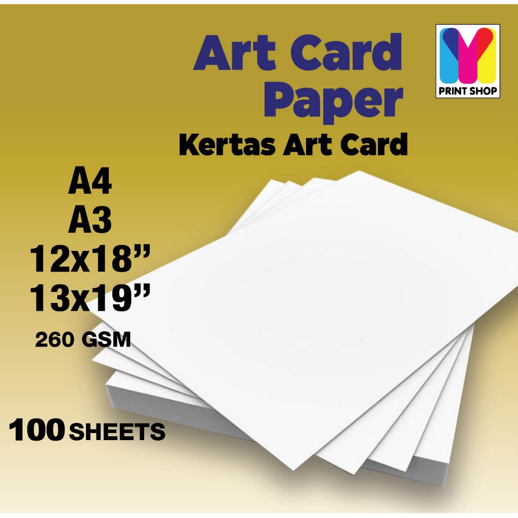 Art Card 260 gsm 100pcs A4 A3 A3+ Gloss Coated Book Cover Name Tag Box ...