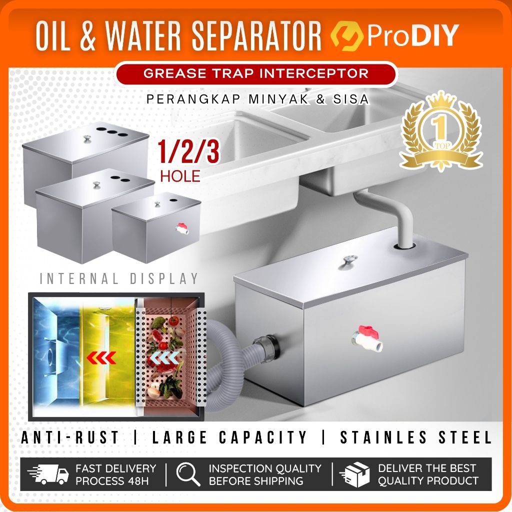 Stainless Steel Grease Trap kitchen Oil Filter Sink Filter Equipment ...