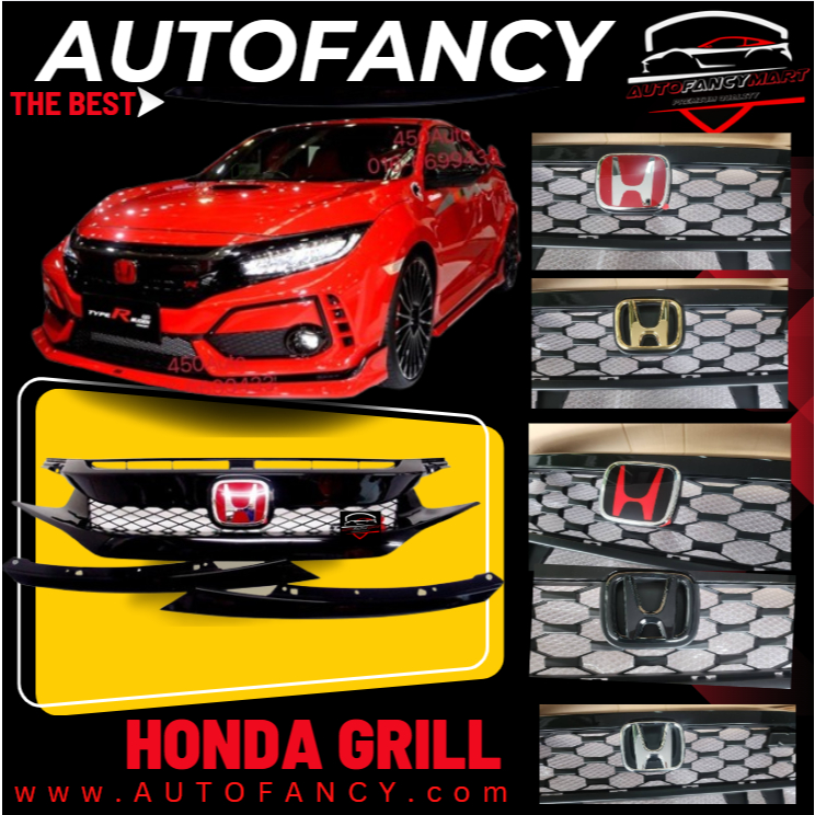 HONDA CIVIC FC FRONT BUMPER GRILL GRILLE JDM SPORT RACING TYPE-R SPEC ...