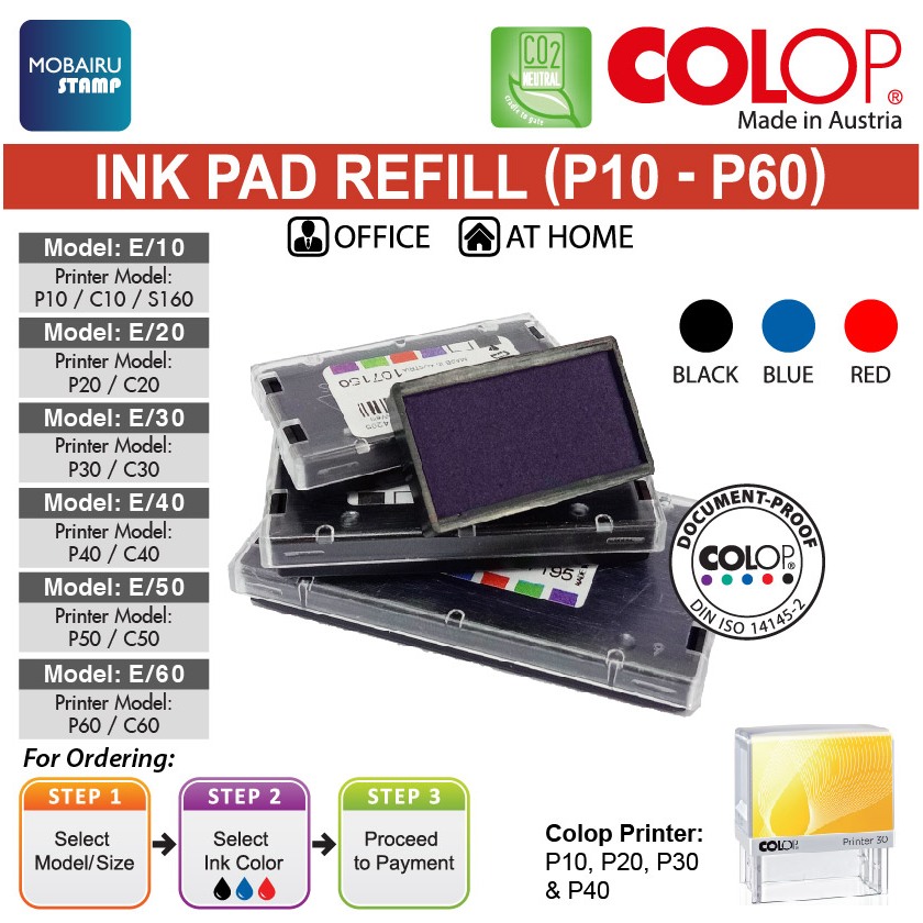 Ink Pad/Cartridges Refill for Self Inking Stamps - COLOP Printer P10 to ...