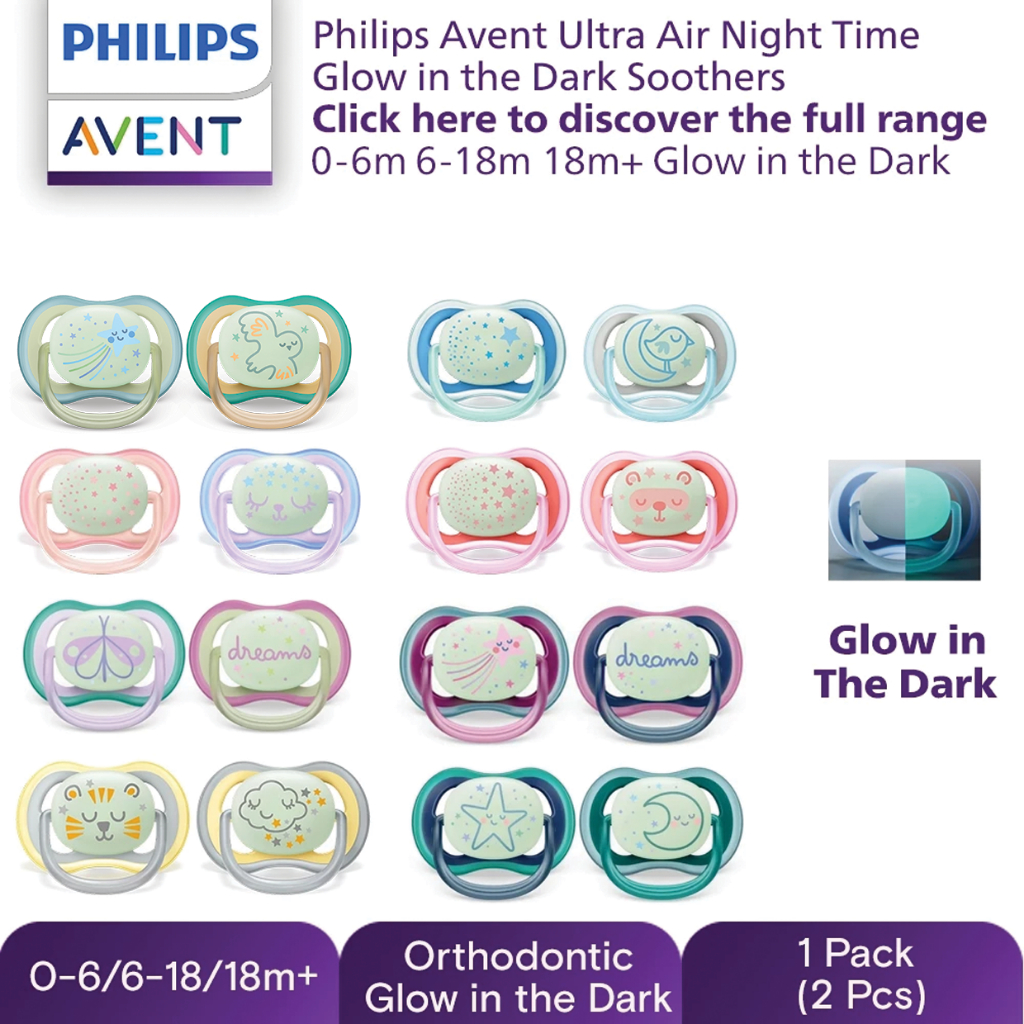 Philips AVENT Ultra Air Night Time Orthodontic Silicone Soother ...