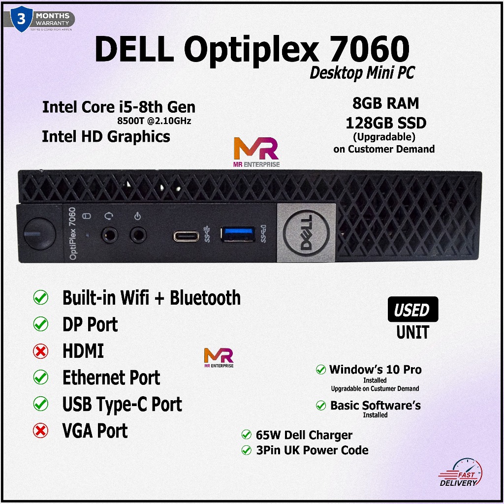 DELL OPTIPLEX 7060 (Mini PC) | Intel Core i5-8th Gen | 8GB RAM -128GB ...