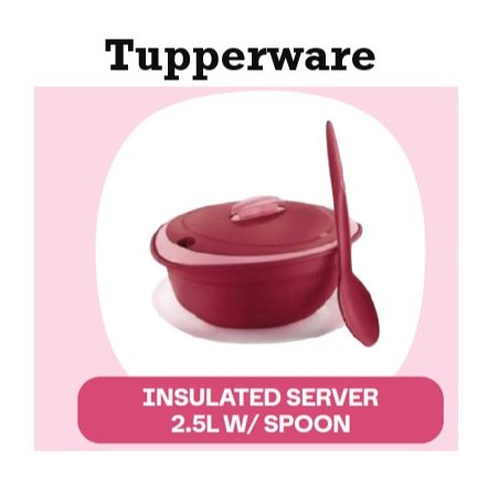 STOK TUPPERWARE INSULATED SERVER Red WITH SERVING SPOON ( 1.5L / 2.5L ...