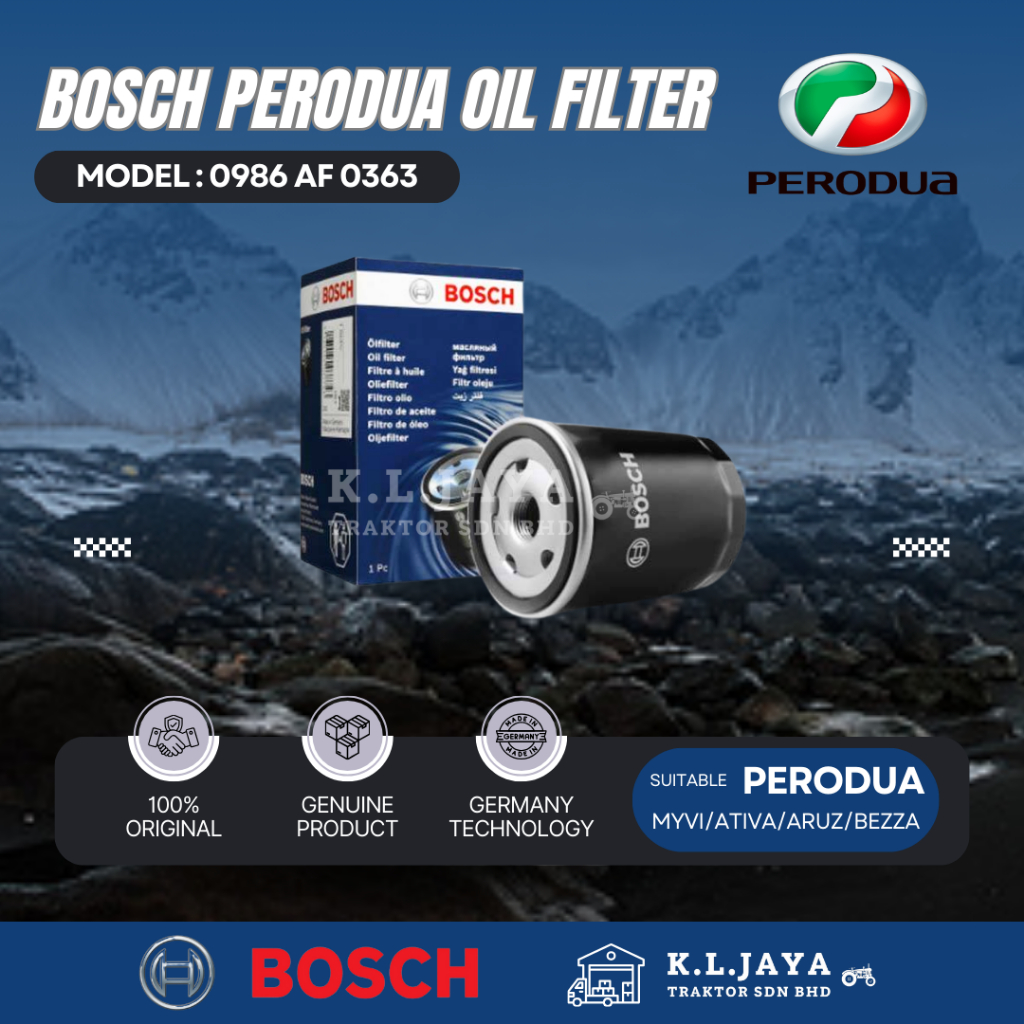 BOSCH OIL FILTER 0363 PERODUA MYVI NEW GEN3 D20N/BEZZA 1.0&1.3/AXIA ALL ...