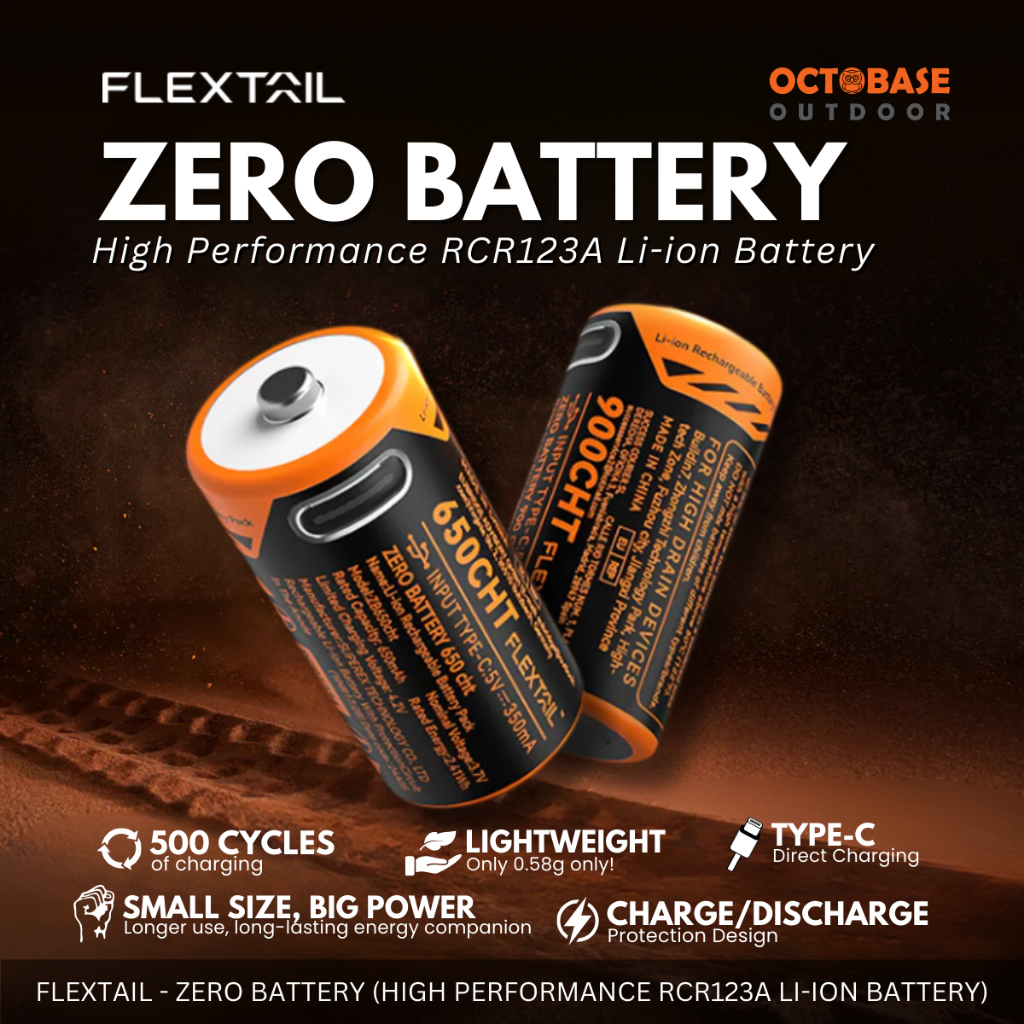 FLEXTAIL - ZERO BATTERY HIGH-PERFORMANCE RCR123A LITHIUM ION BATTERY RECHARGEABLE | Shopee Singapore