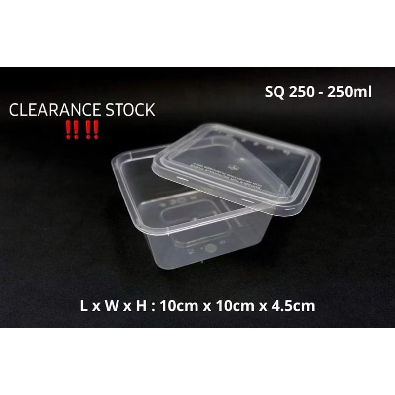 Square Plastic Container SQ250 Disposable Food Tupperware/ Kek Batik ...