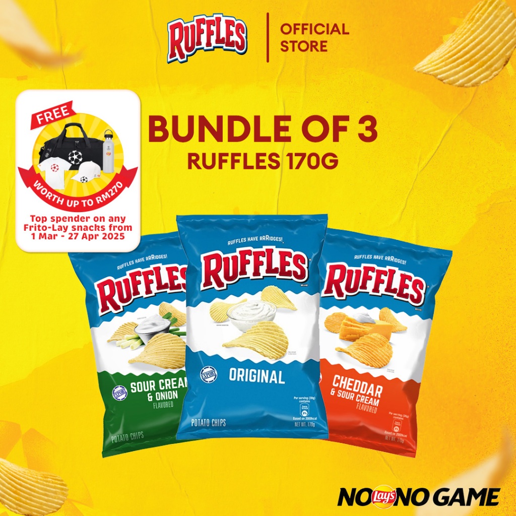 [Bundle of 3] Ruffles Potato Chips Cheddar & Sour Cream/ Sour Cream ...