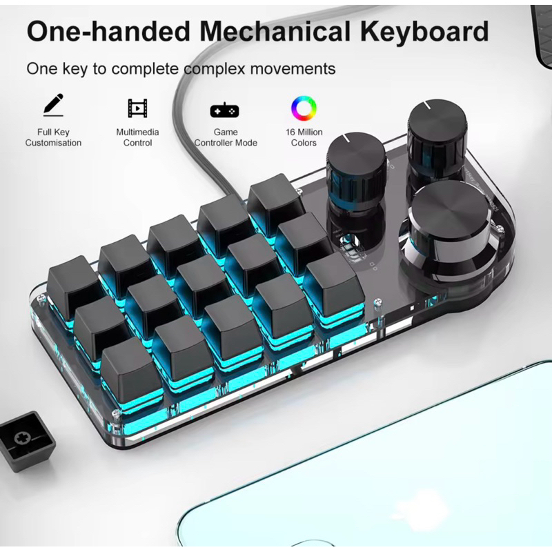 Programming Custom Macro Keyboard 15 Key 3 Knob RGB Mechanical Keyboard For Mechanical Hotswap ...