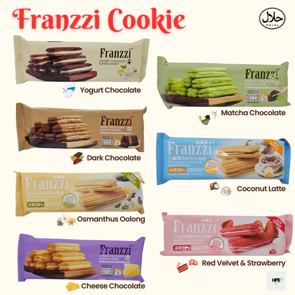 Biskut Franzzi Cookie (70g / Halal) Matcha / Yogurt / Red Velvet ...