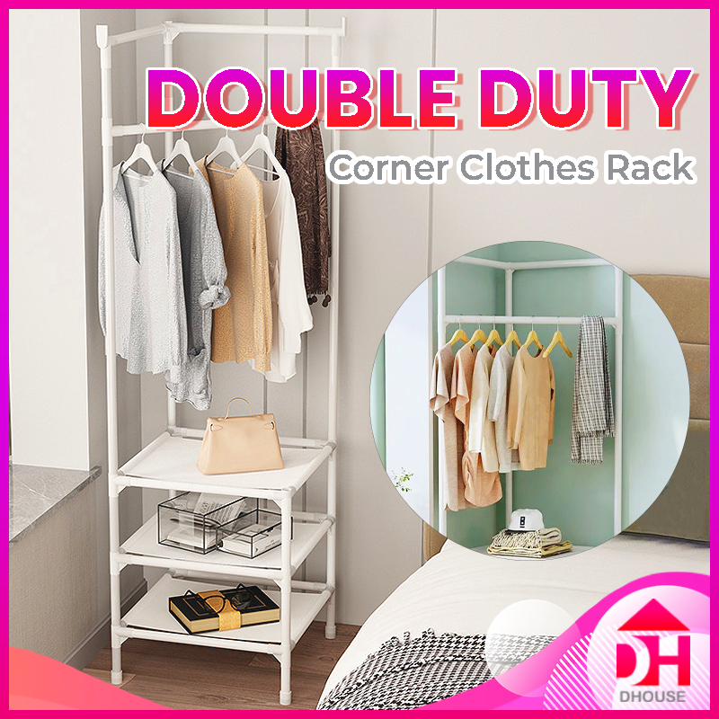 Multi Layer Clothes Hanging Rack Corner Coat Sturdy Racks Shelf Handbag ...