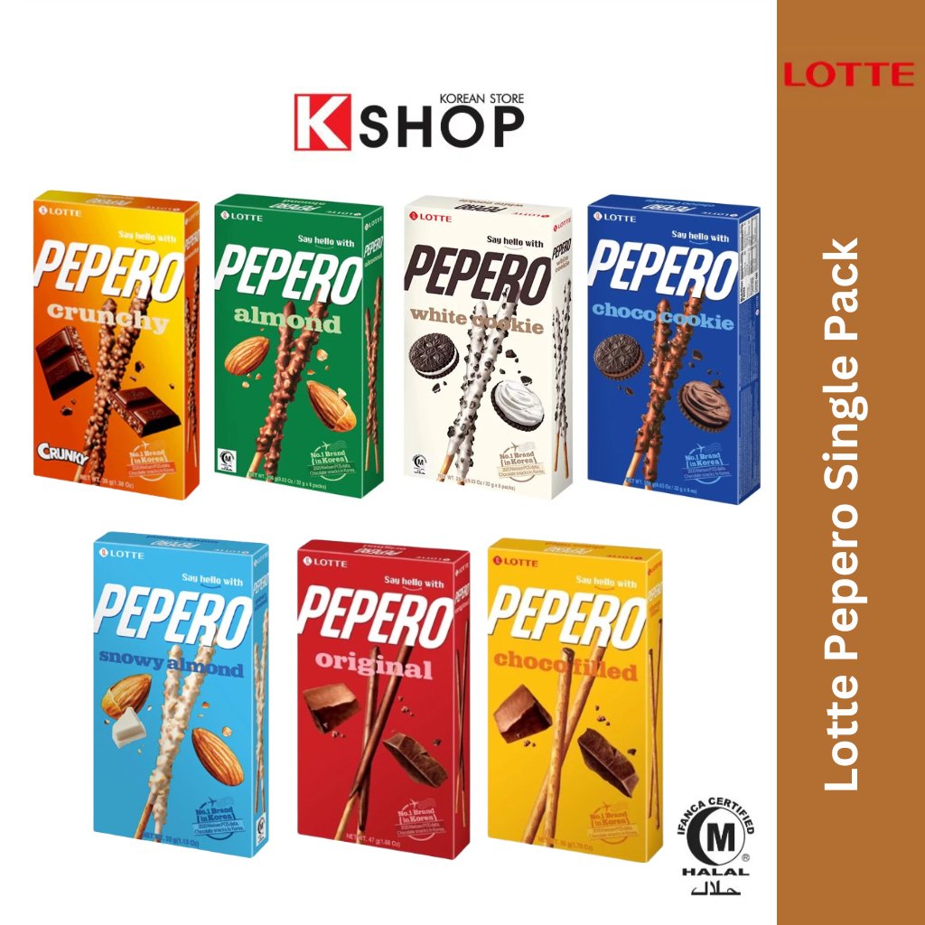 Lotte Pepero Single Pack (Almond / White Cookie / Choco Cookie / Choco ...