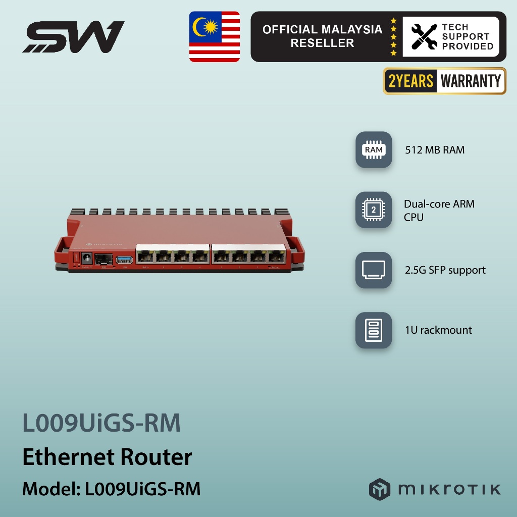 MikroTik L009UiGS-RM 8-Port Gigabit Router with 2.5G SFP | Shopee Singapore