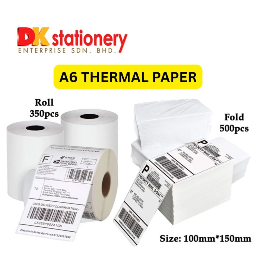 Airway Bill Thermal Sticker A6 Paper Roll (350'S) / Stack (500'S ...