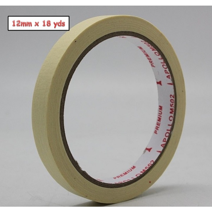 72 roll (3 bdl) 12mm x 18yds APOLLO M502 Masking Tape (Red Wording ...