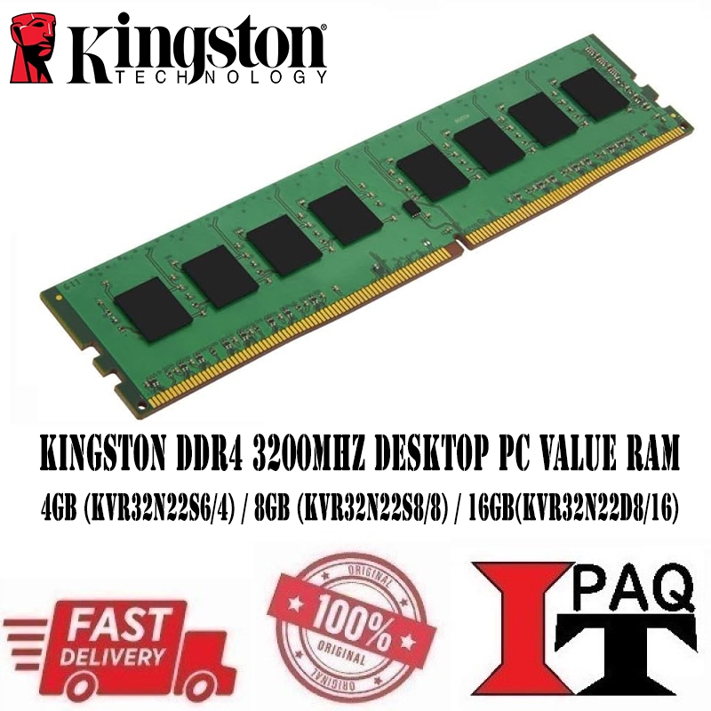 Kingston KVR Desktop PC DDR4 3200Mhz Value RAM | Kingston DDR4 3200Mhz ...