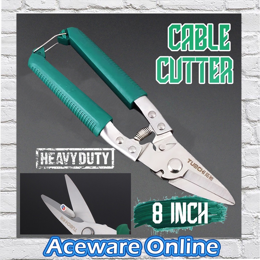 TUOCHI 8 INCH HEAVY DUTY ELECTRICIAN SHEAR SCISSOR WIRE CABLE CUTTER ...