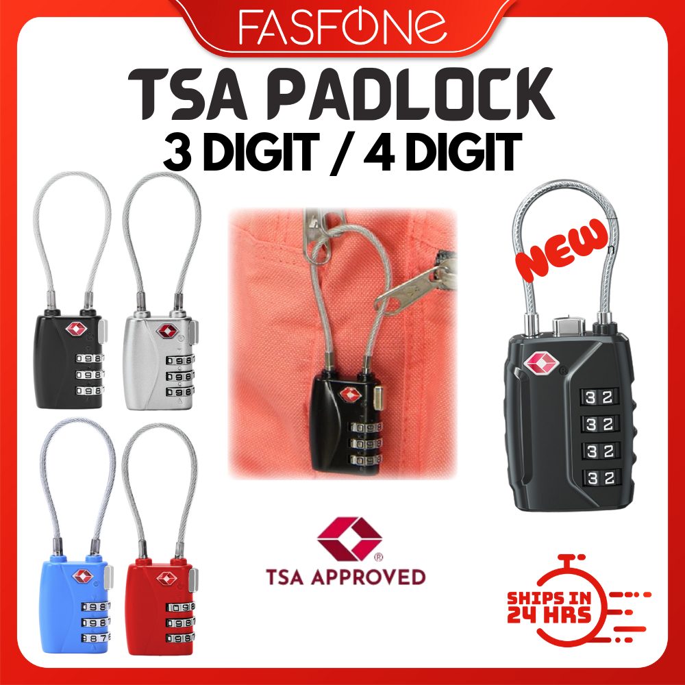 TSA Travel Padlock Zinc Alloy Password Lock Luggage Bag Kunci Locker ...