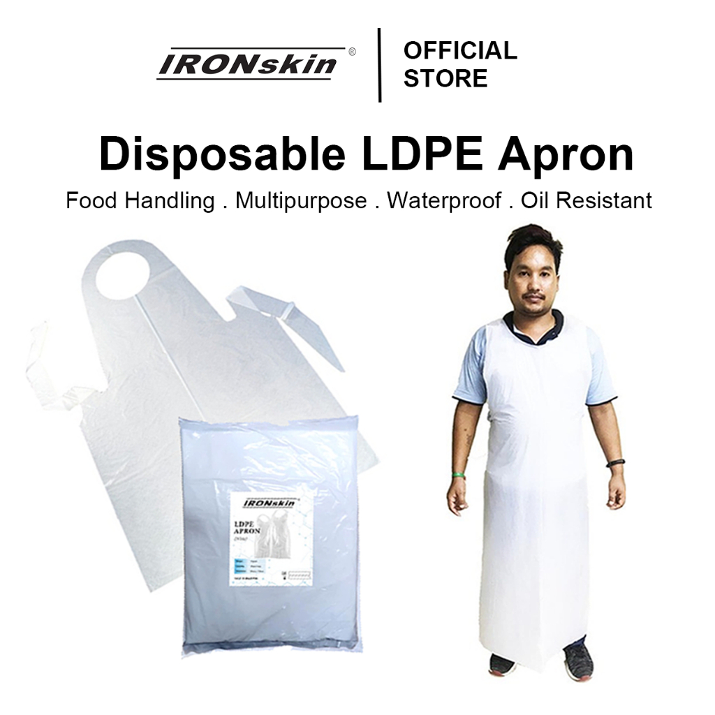 IRONskin LDPE Apron 100Pcs/Pack Disposable Plastic Waterproof | Shopee ...