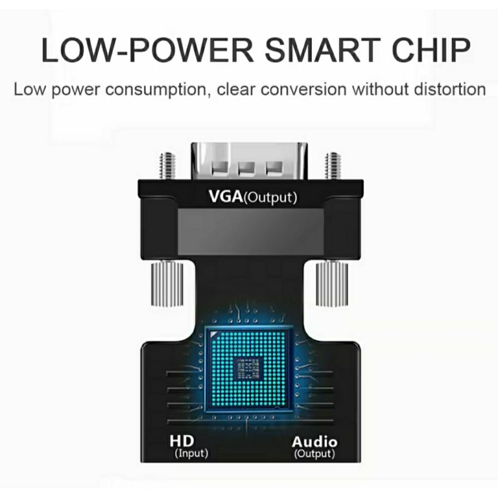 HDMI Compatible Female To VGA Adapter Build-In Aux Port Convert Video ...