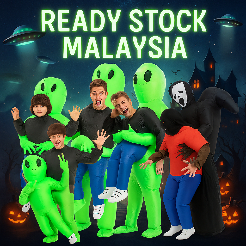 Inflatable Green Alien Carrying Human Costume Funny Mascot Suit ...