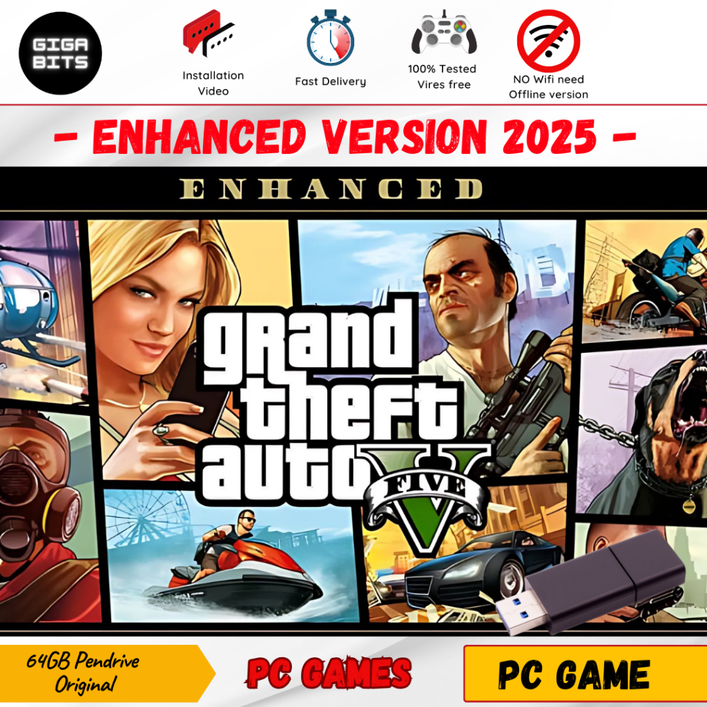GTA V ( Enhanced ) Edition for PC – 64GB USB Drive | Offline Installer ...