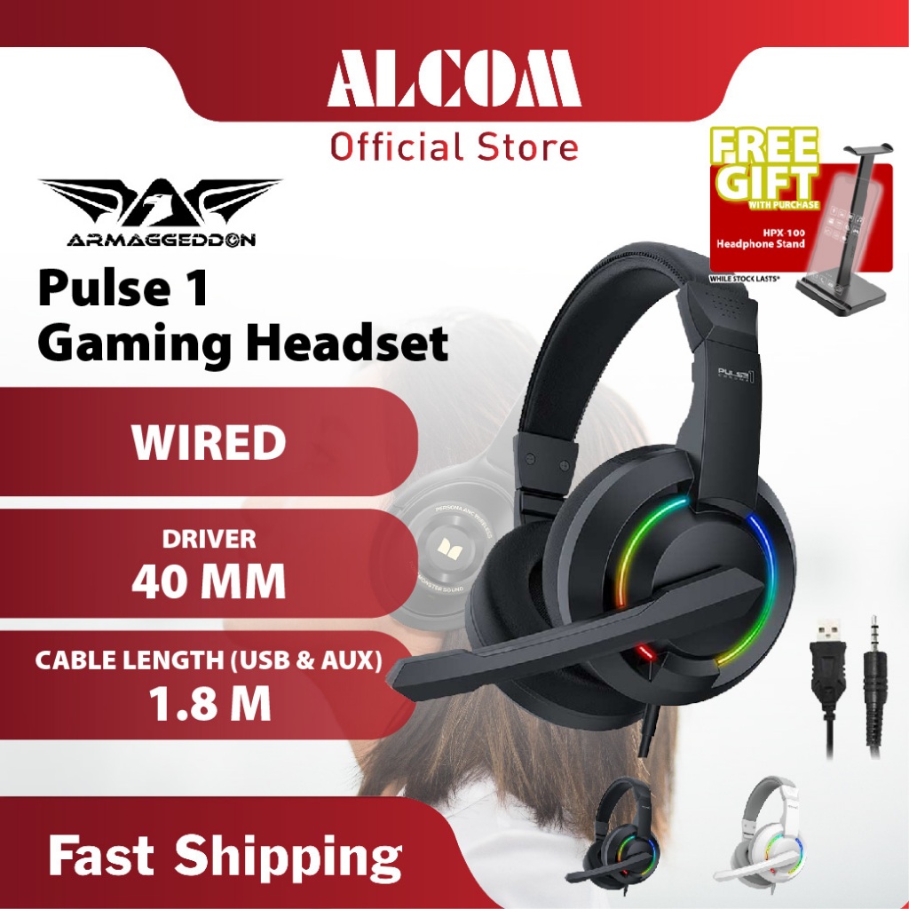 [New Arrival] ARMAGGEDDON PULSE 1 CHROMA Wired Gaming Headset with 40mm ...