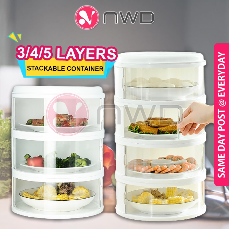 5 LAYER 》 Food Cover Transparent Stackable Insulation Dish Dustproof ...