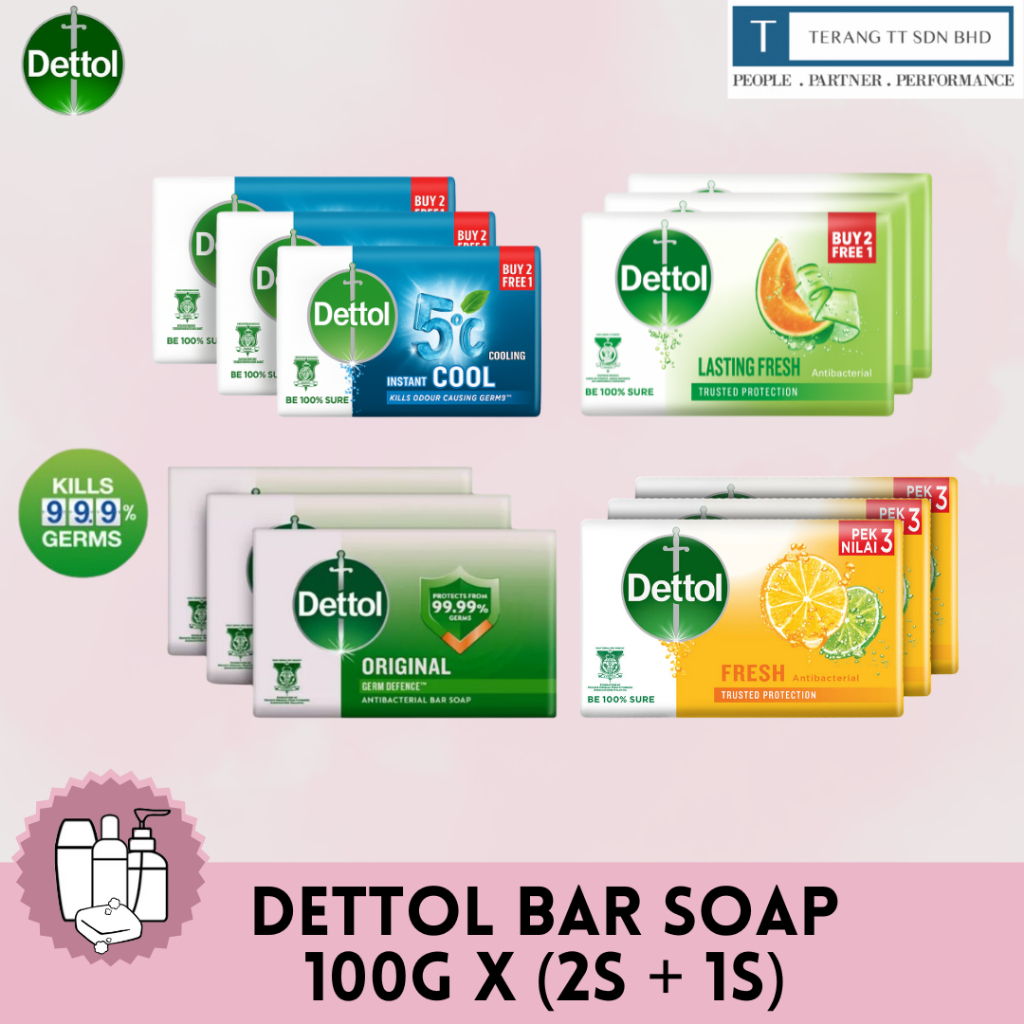 DETTOL Bar Soap 100g X (2's + 1's) | Shopee Singapore