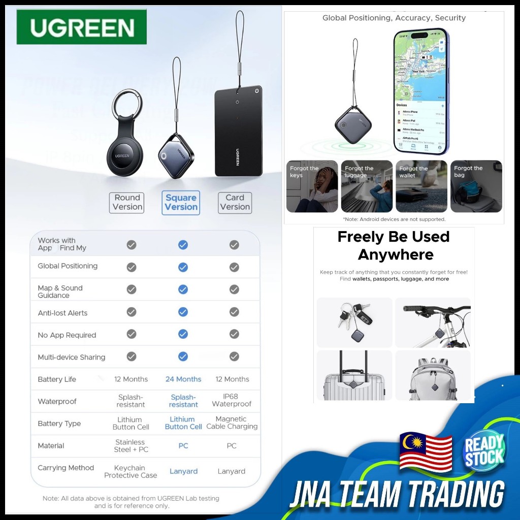 UGREEN Smart Tag Smart Locator Anti Lost Bluetooth 5.0 Finder Airtag ...