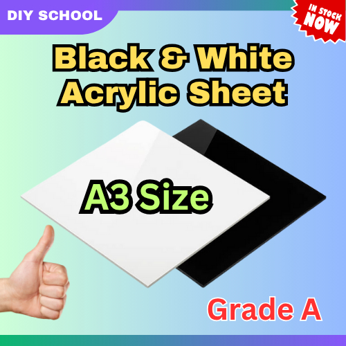 Black & White Acrylic Sheet A3* Size 2mm to 10mm thick – solid cast ...