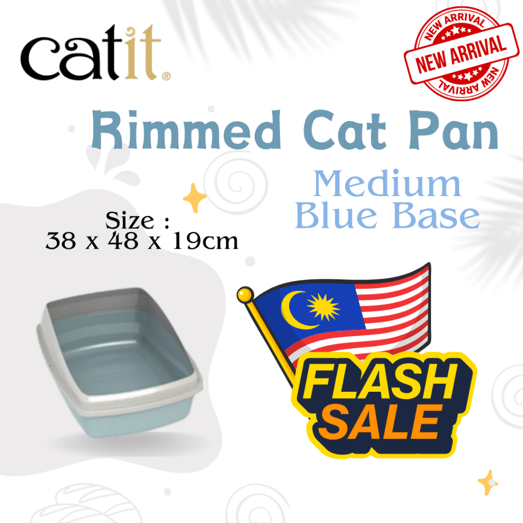 Catit Cat Litter Pan | Catit Rimmed Cat Pan Medium Blue Base, Cool Grey ...