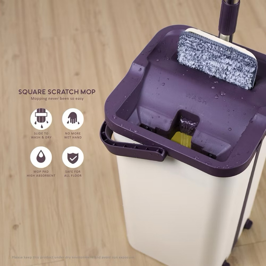 2 in 1 Magic Mop Slim Scratch Mop with Bucket (Free 4’s Mop Pads) Self ...