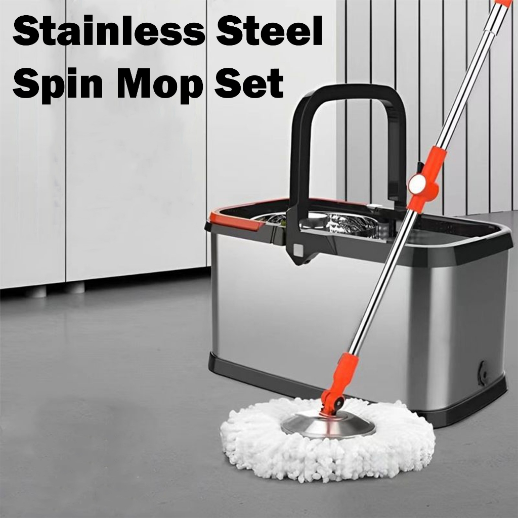 Spin Mop Set Lazy Mops Hand Wash Free Lantai 360 Rotating Floor Mop ...