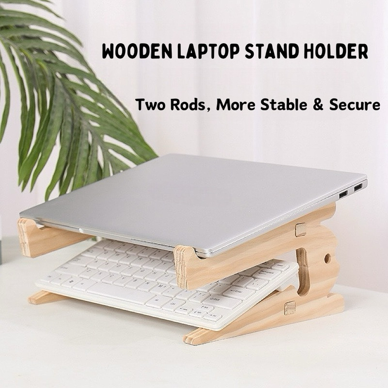 Wooden Laptop Stand Holder Portable Support Adjustable Tablet Storage ...