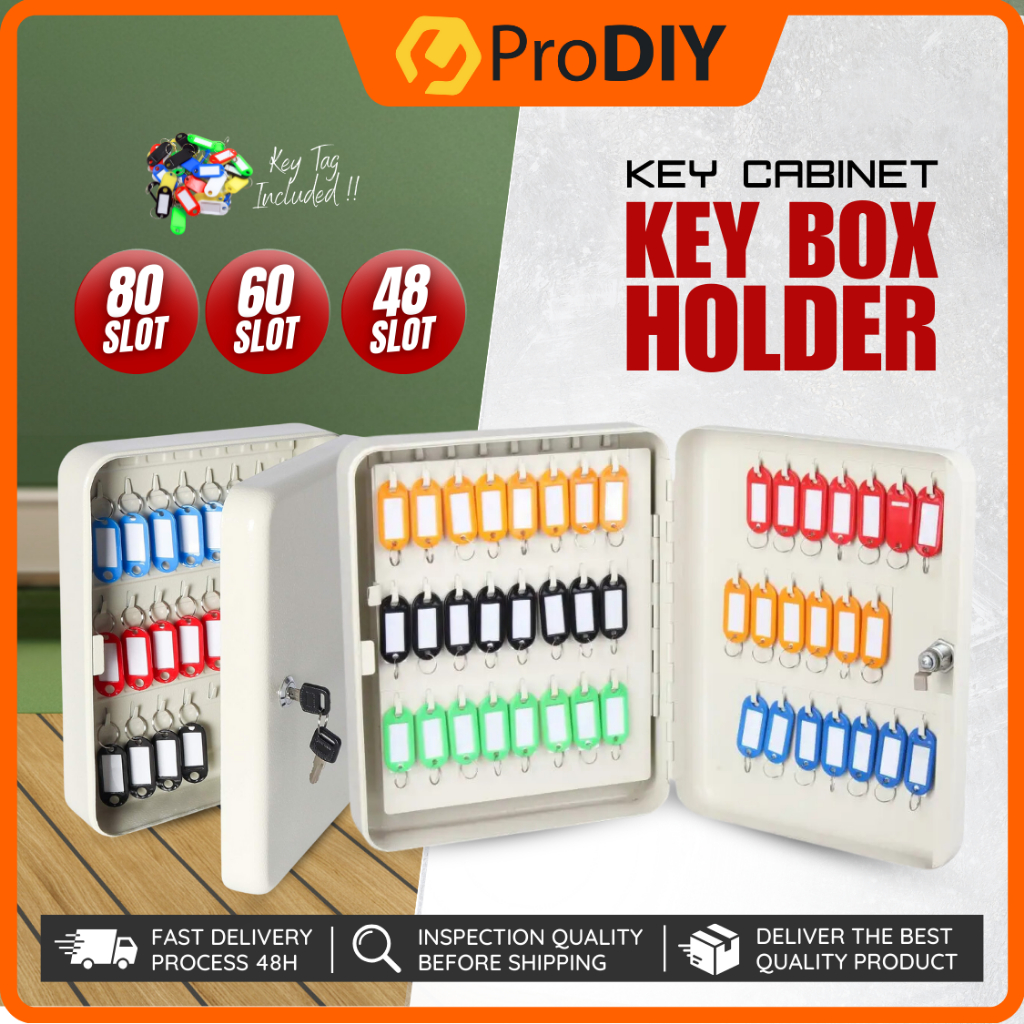 Lockable Security Metal Key Cabinet / Storage Box ( 48 Key Slots ...