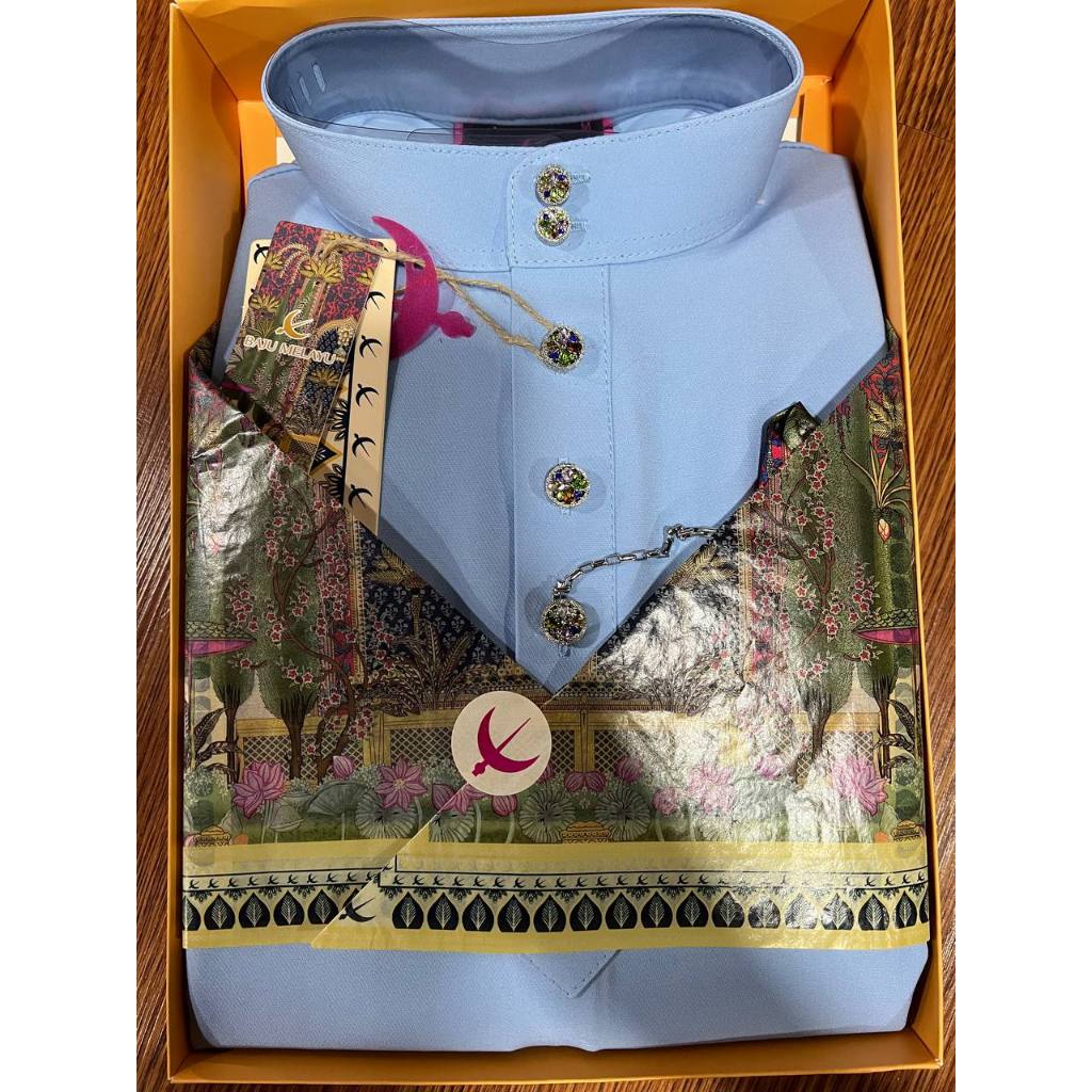 NEW 2025 BAJU MELAYU BABY BLUE SENNA C6 ELRAH EXCLUSIVE (Free Sampin ...
