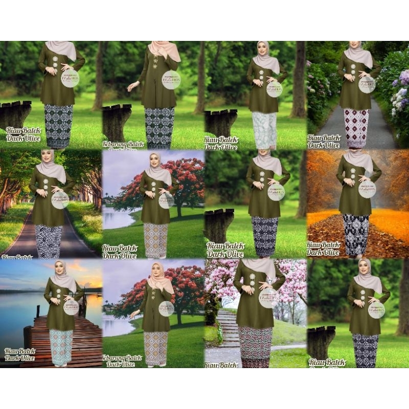 Dark OLIVE GREEN [ XS - 5XL ] PLUS SIZE MODERN BRACKETS SONGKET SOWING ...