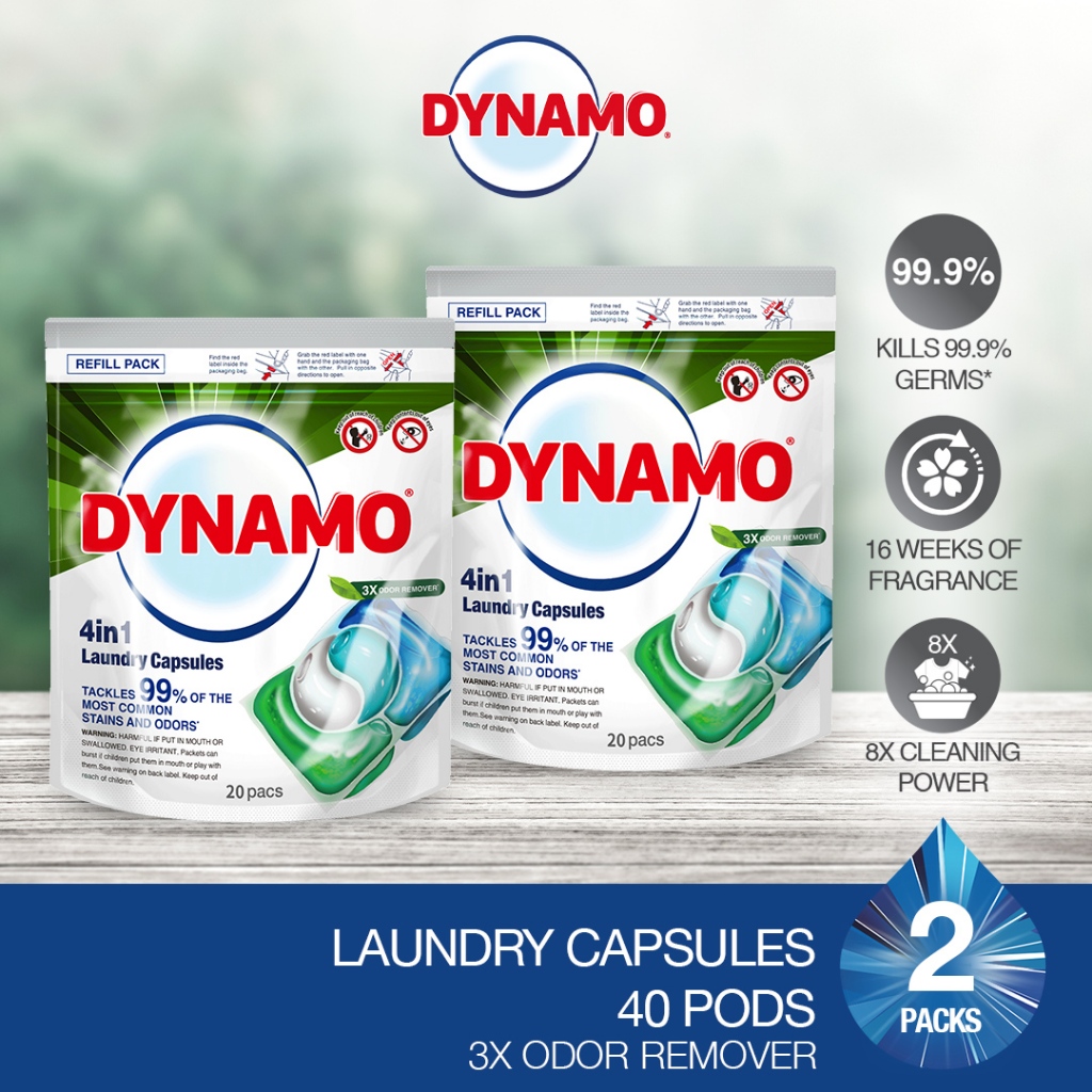 [TWIN PACK] DYNAMO 4 In 1 Laundr Capsules 3X Odor Remover Refill (10ml ...