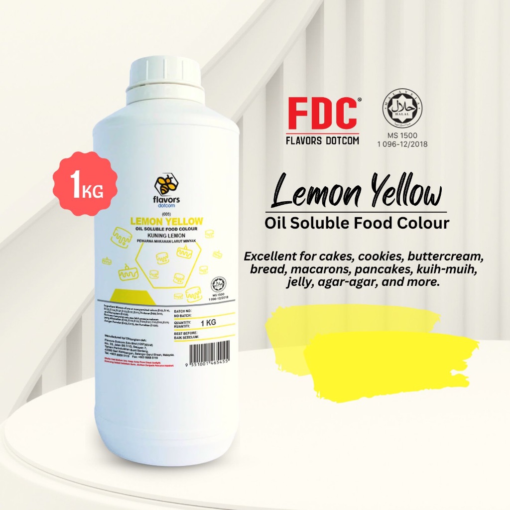 [Flavors Dotcom] Oil Soluble Food Colouring - LEMON YELLOW 1KG (HALAL ...