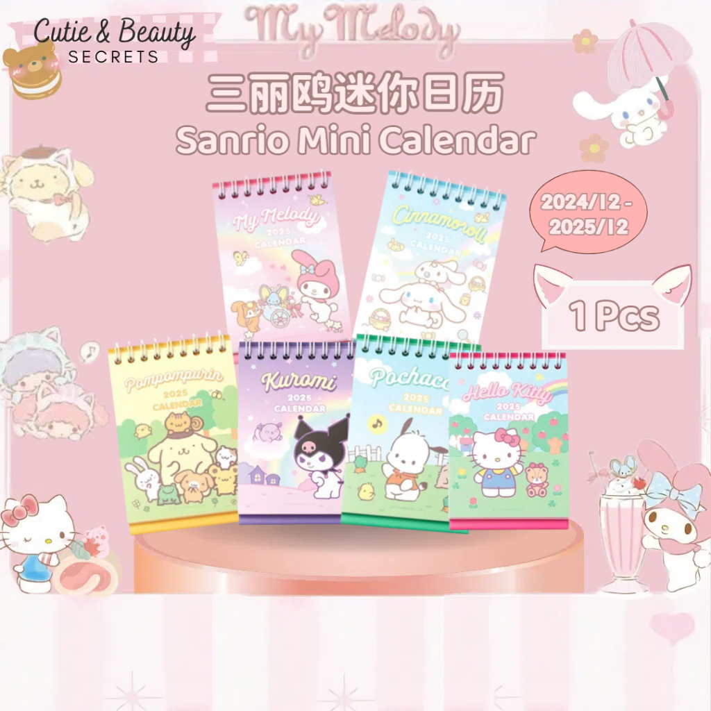 Sanrio Flip Mini Cute Cartoon Calender 2025 Monthly Planner Yearly ...