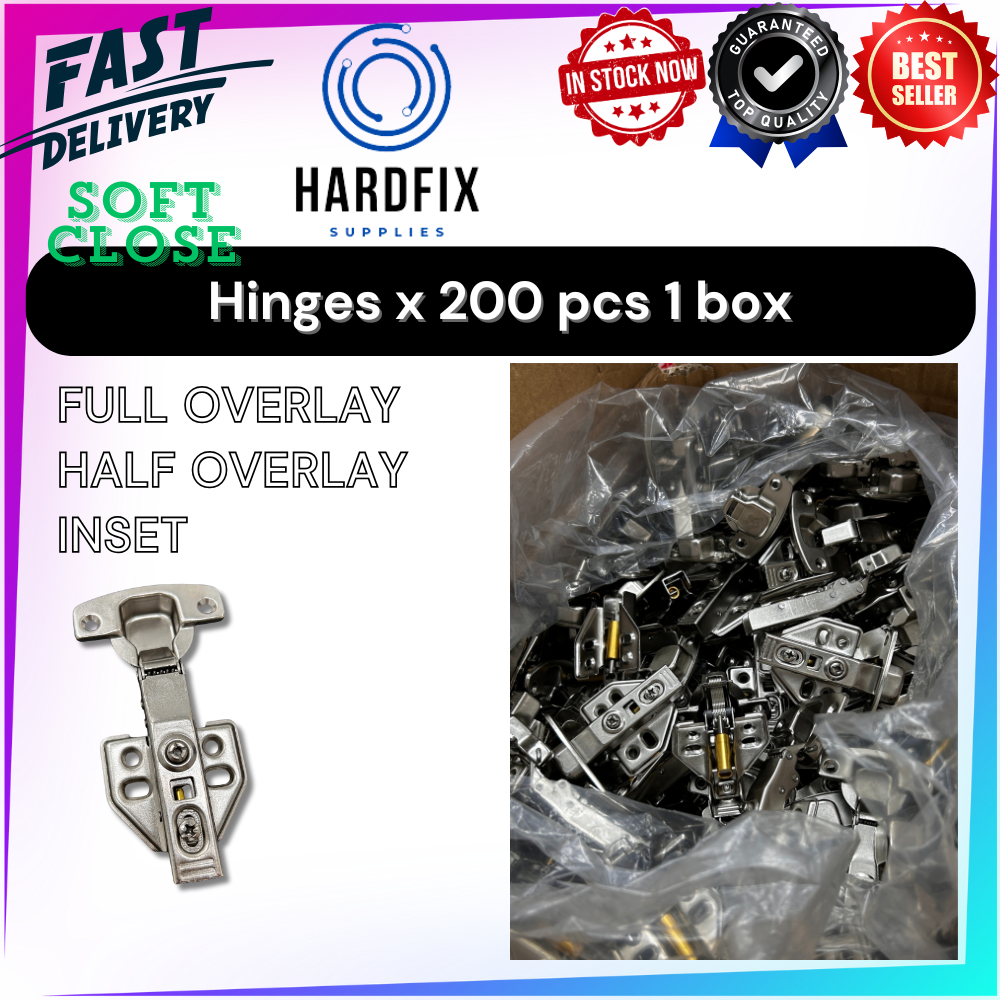200pcs Soft Close Hinges 92g/pcs 200pcs 1box Heavy Duty Iron Hydraulic Hinge (Slide On) | Shopee ...
