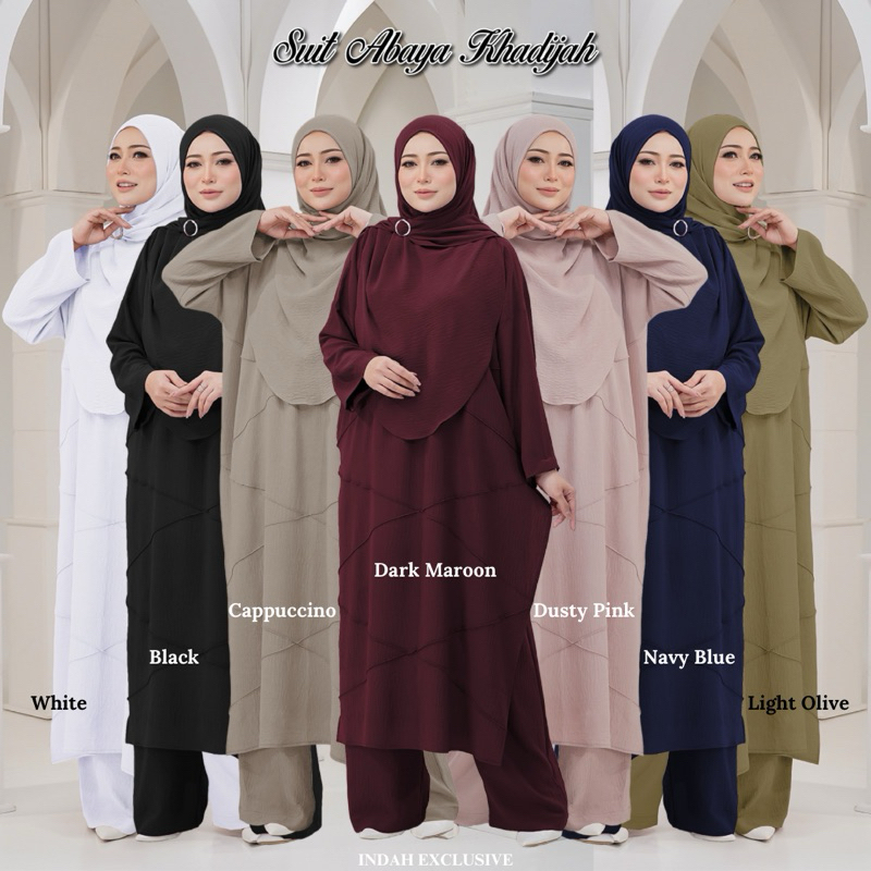 Suit Abaya KHADIJAH Set Tudung Suit Muslimah Labuh Set Baju Seluar ...